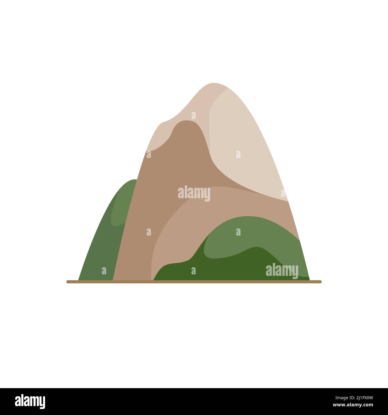Mountain icon in flat style. Colored rock symbol on white background ...
