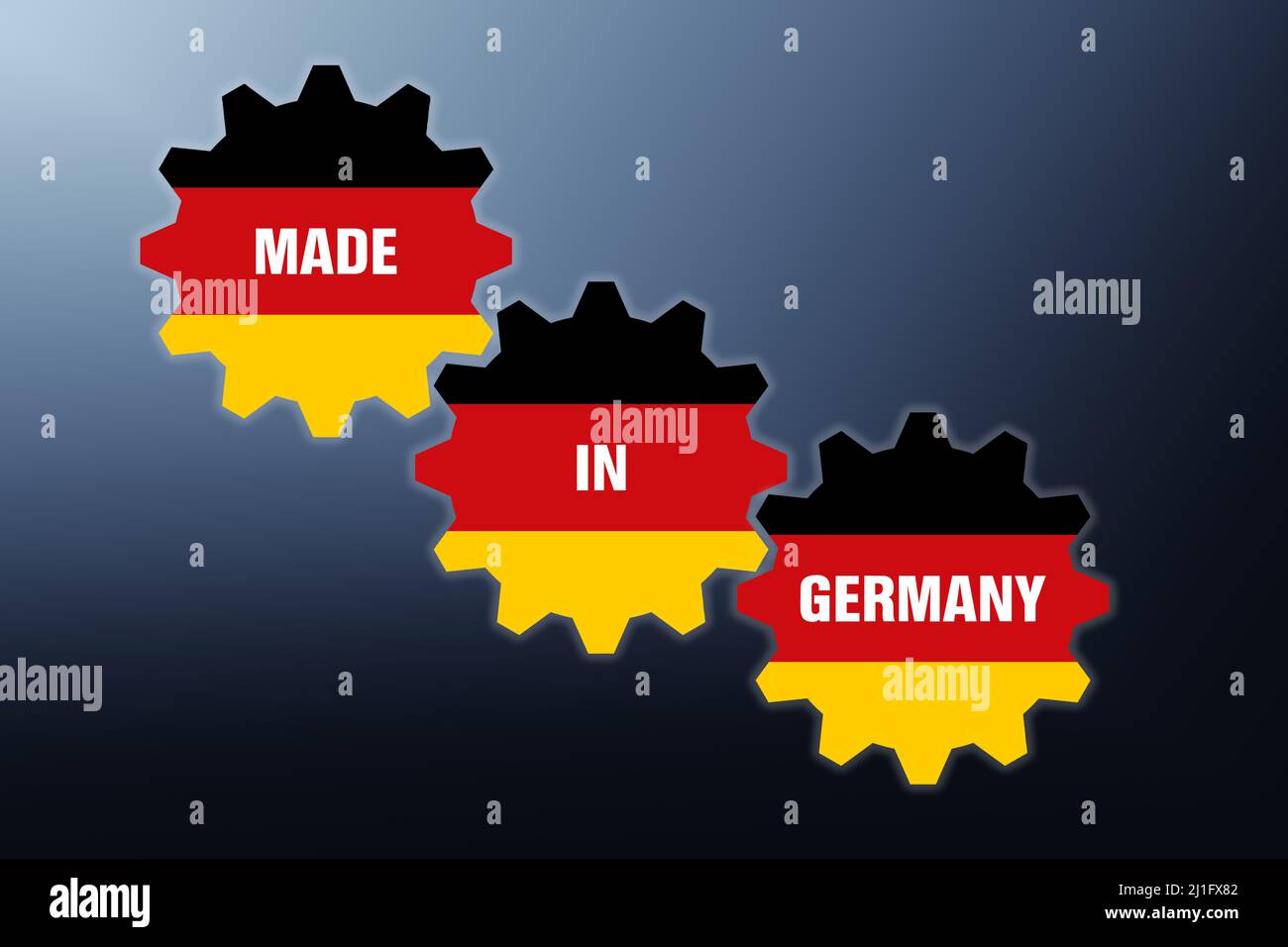 An illustration of flags of Germany in a gear shape with the words ...