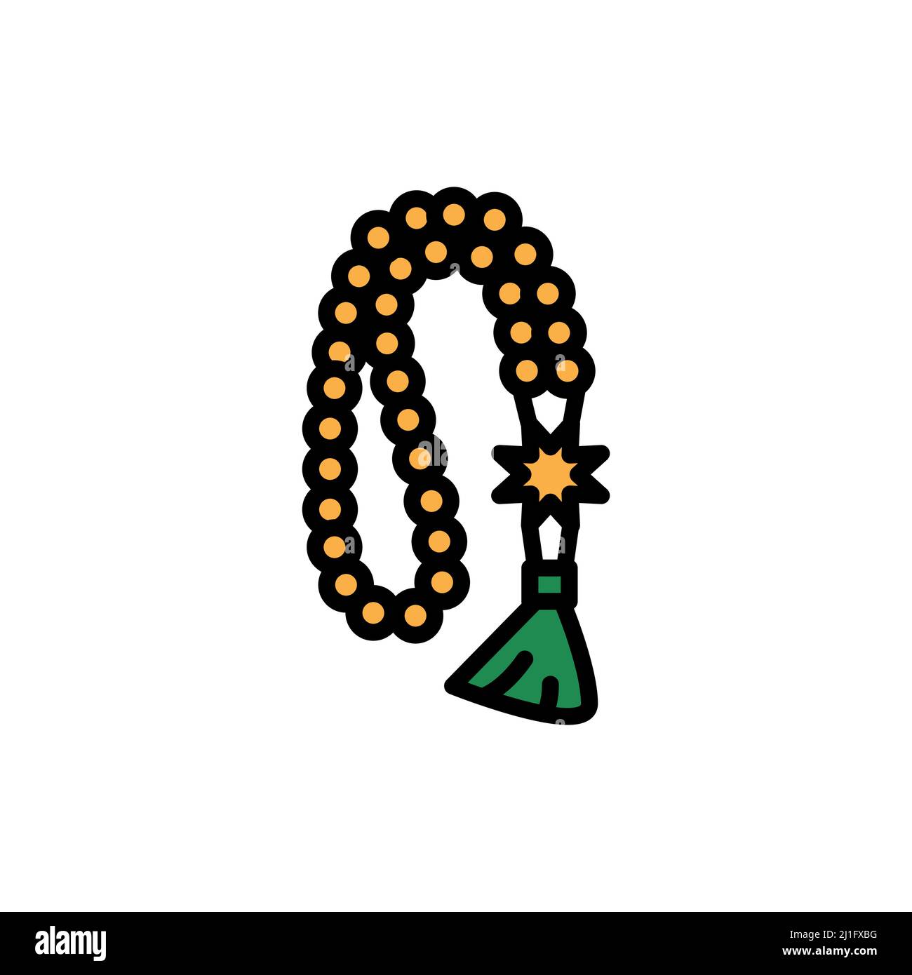 Muslim rosary subha line color icon. Isolated vector element. Outline ...
