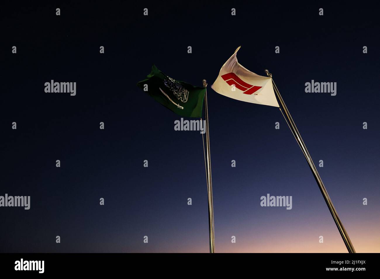 Jeddah, Saudi Arabia. 25th Mar, 2022. Circuit atmosphere - flags. Saudi ...