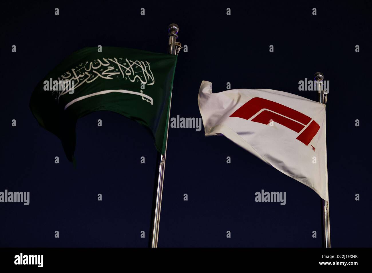 Jeddah, Saudi Arabia. 25th Mar, 2022. Circuit atmosphere - flags. Saudi ...