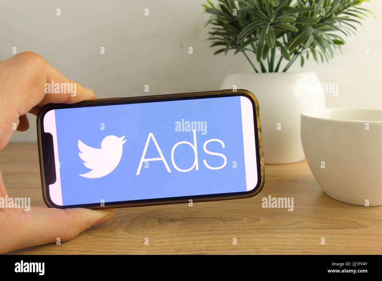 KONSKIE, POLAND - March 20, 2022: Twitter Ads logo displayed on mobile ...