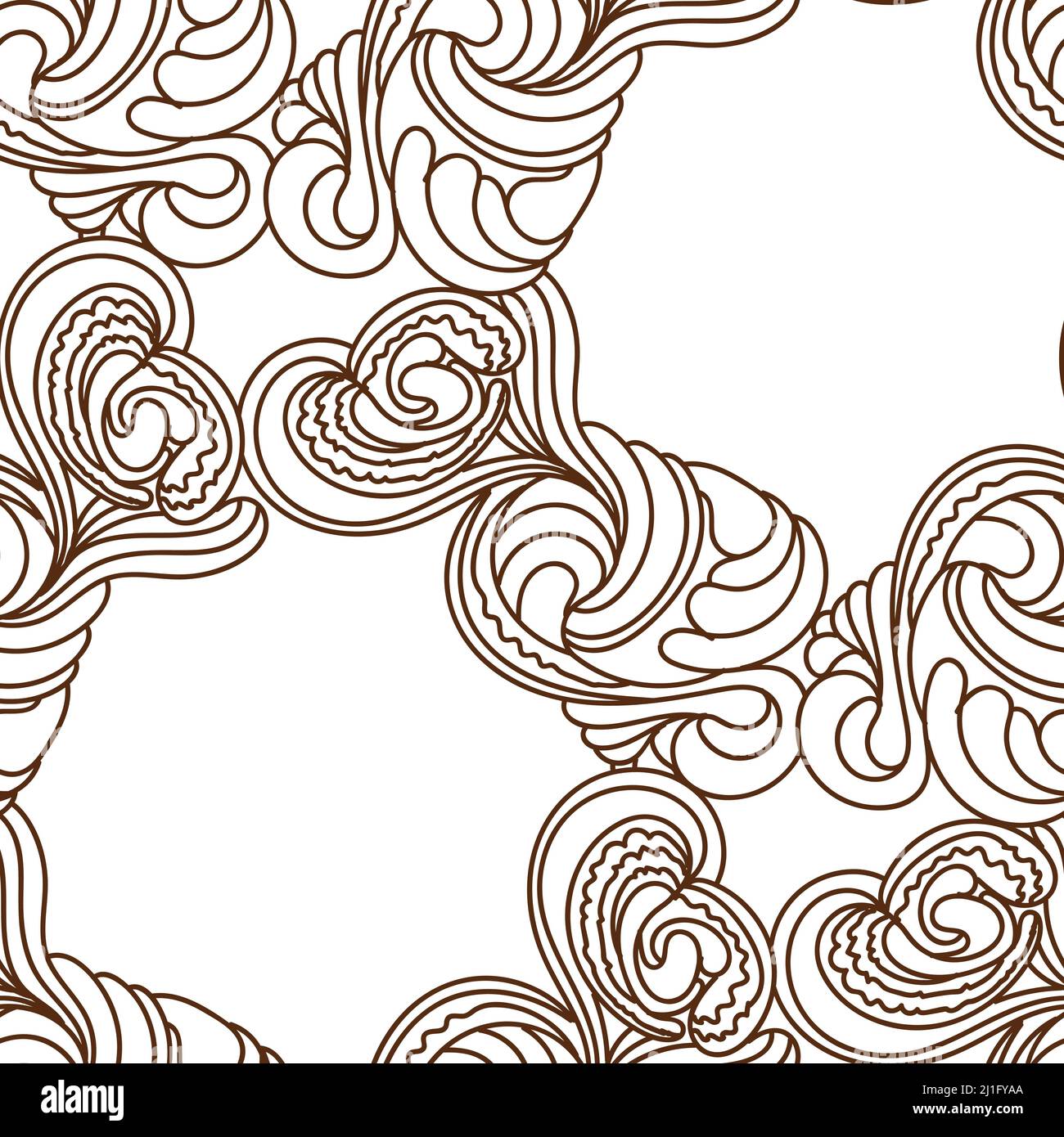Zentangle wavy seamless pattern. Doodle black and white flower ornament ...