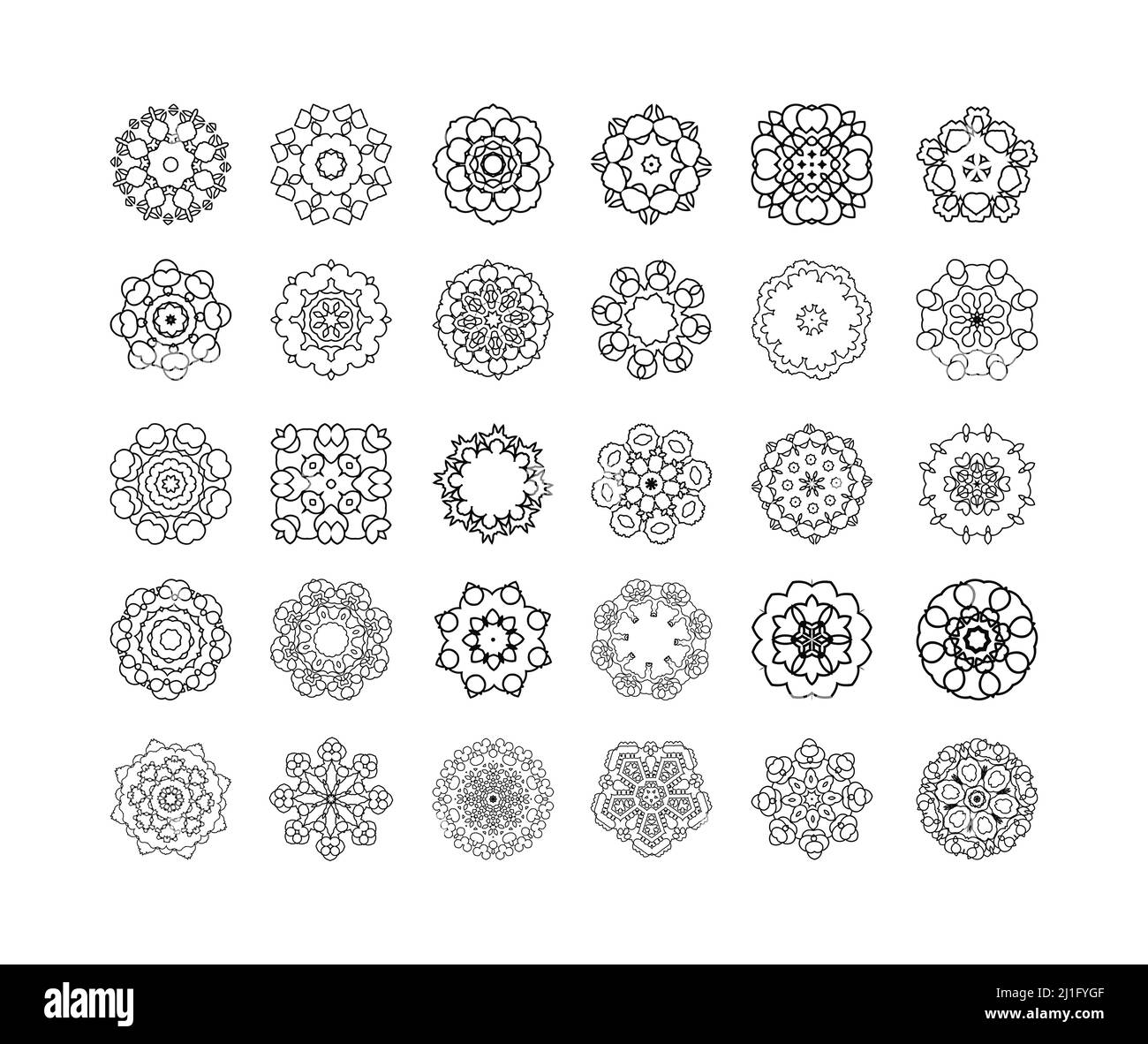 Circular pattern set of traditional motifs and ancient oriental ...