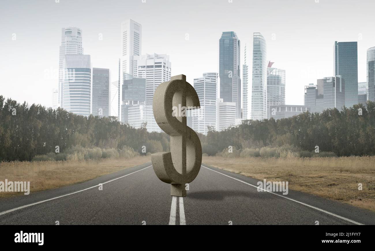 Money making and wealth concept presented by stone dollar symbol on ...