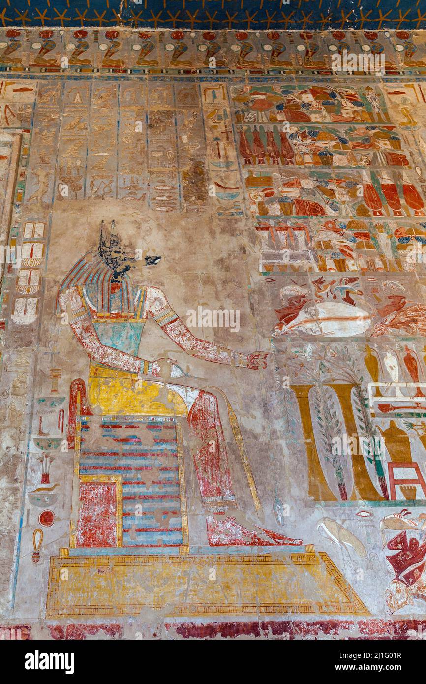 Chapel of Anubis, mortuary temple of Hatshepsut, at Deir al-Bahri ...