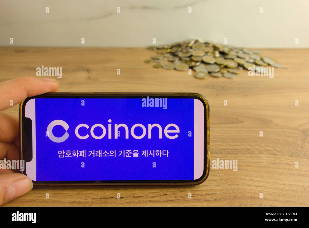 KONSKIE, POLAND - March 20, 2022: Coinone cryptocurrency exchange logo ...