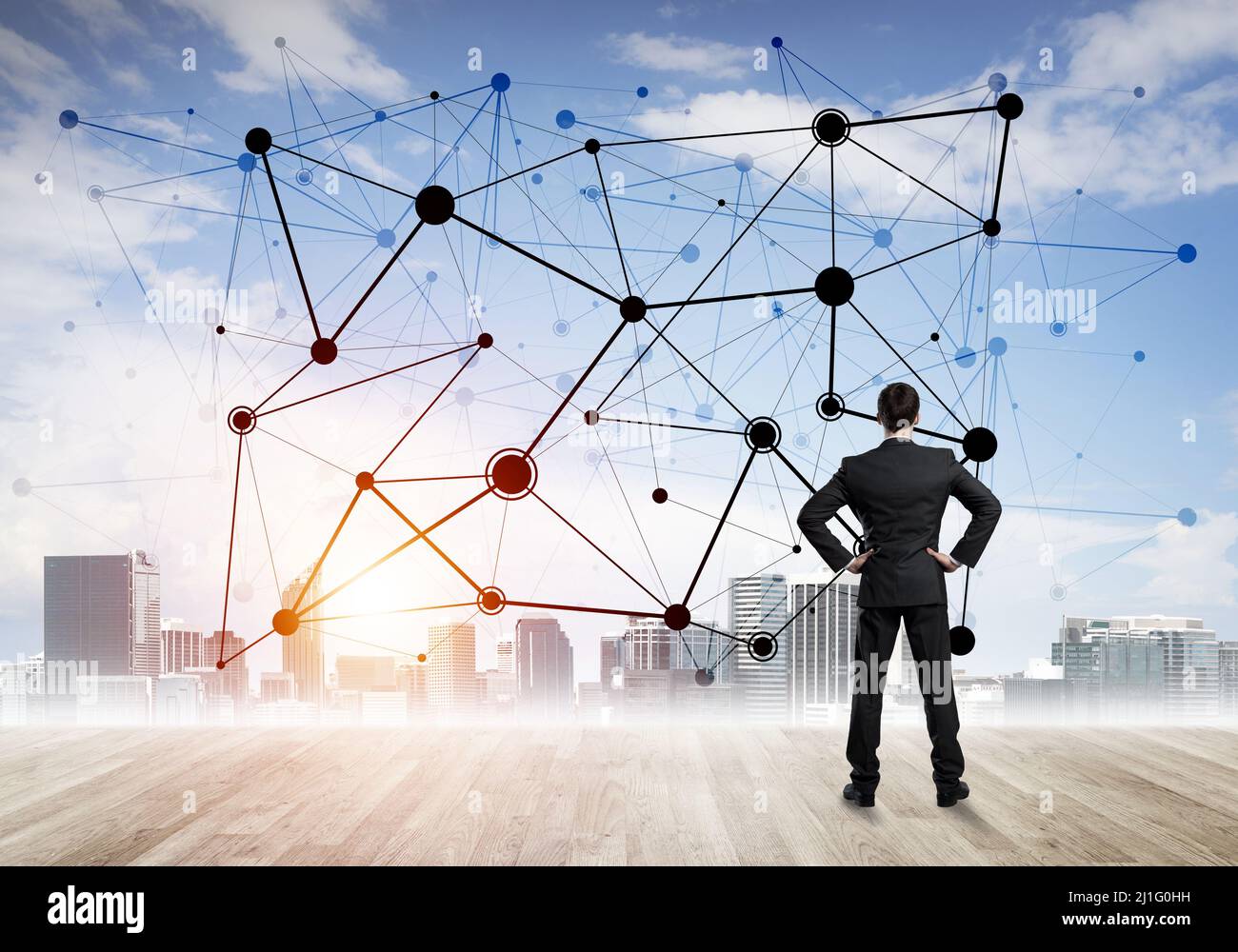 International business networking and social connection against modern ...