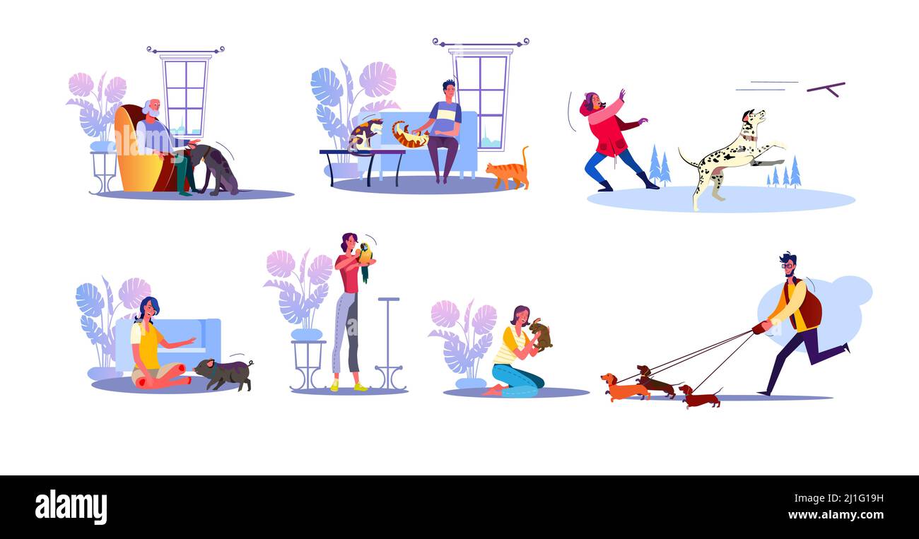 Keeping animal man woman home Stock Vector Images - Alamy