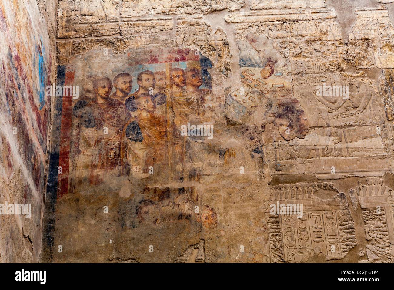 Roman frescoes in the Imperial Cult Chamber, Luxor Temple Stock Photo ...