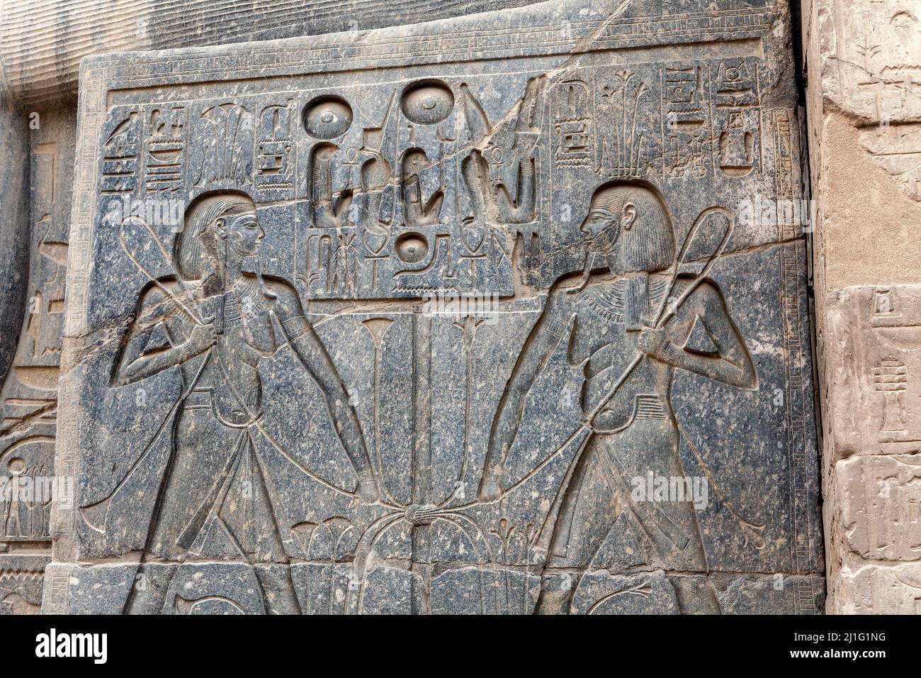 Carving of Egyptian God of Harvest, Hapi, Courtyard of Rameses II ...