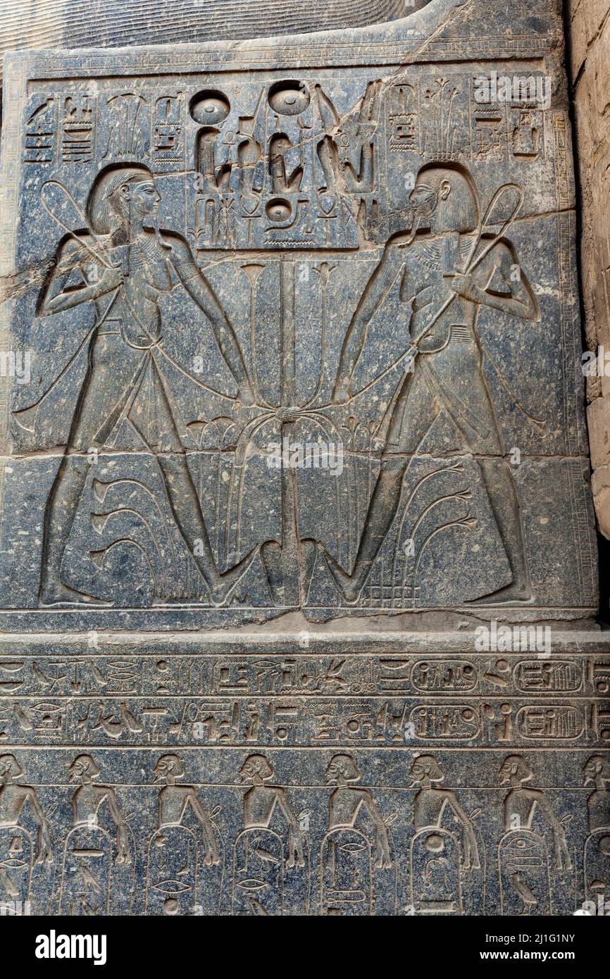 Carving of Egyptian God of Harvest, Hapi, Courtyard of Rameses II ...