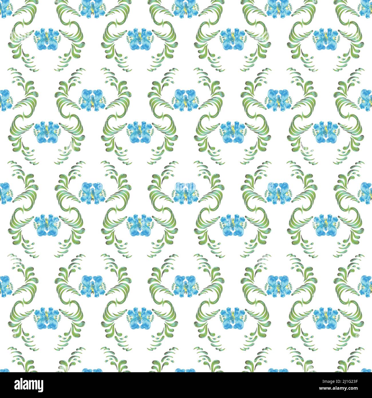 Elegant blue flower line pattern Stock Vector Images - Alamy