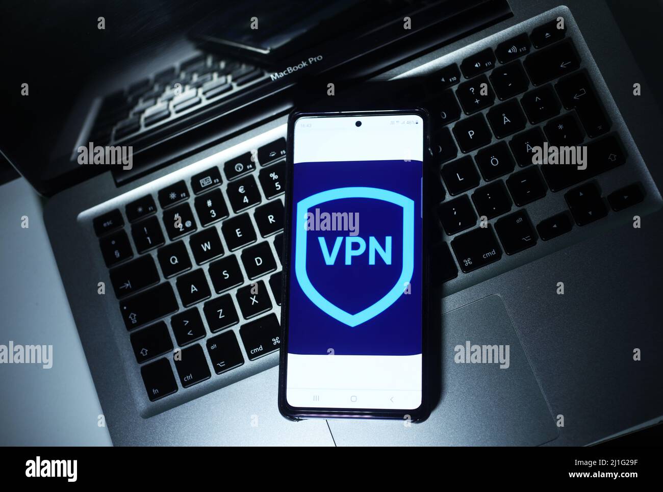 VPN in a mobile phone during the Russia-Ukraine conflict. Sales of VPN ...