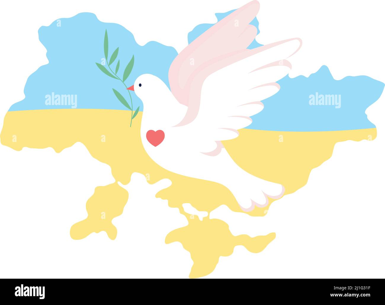Ukraine and peace dove 2D vector isolated illustration Stock Vector ...