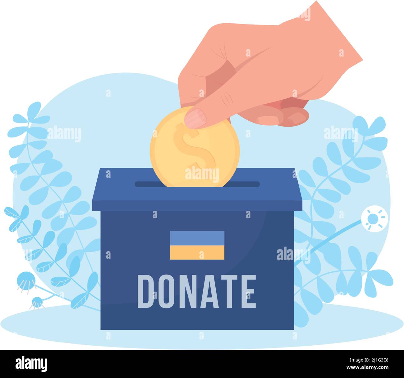 Donate for Ukraine 2D vector isolated illustration Stock Vector Image ...