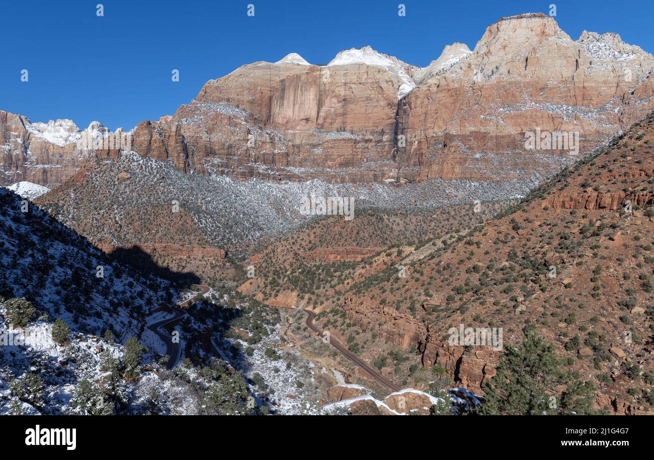 Zion National Park Winter Landscape Stock Photo - Alamy