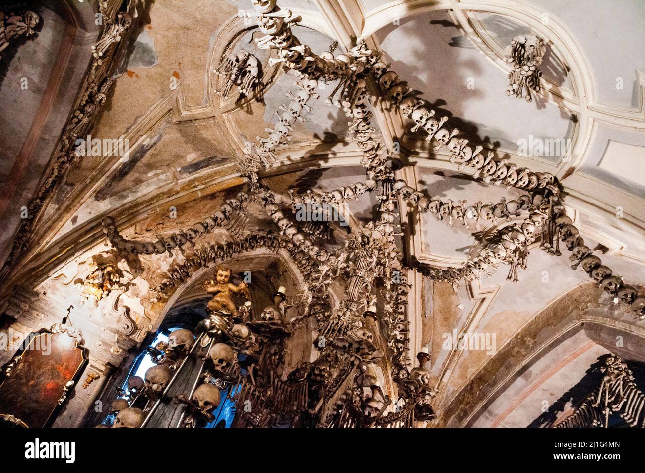 Skeletal decorations of the Bone Church Sedlec Ossuary in Kutná Hora ...