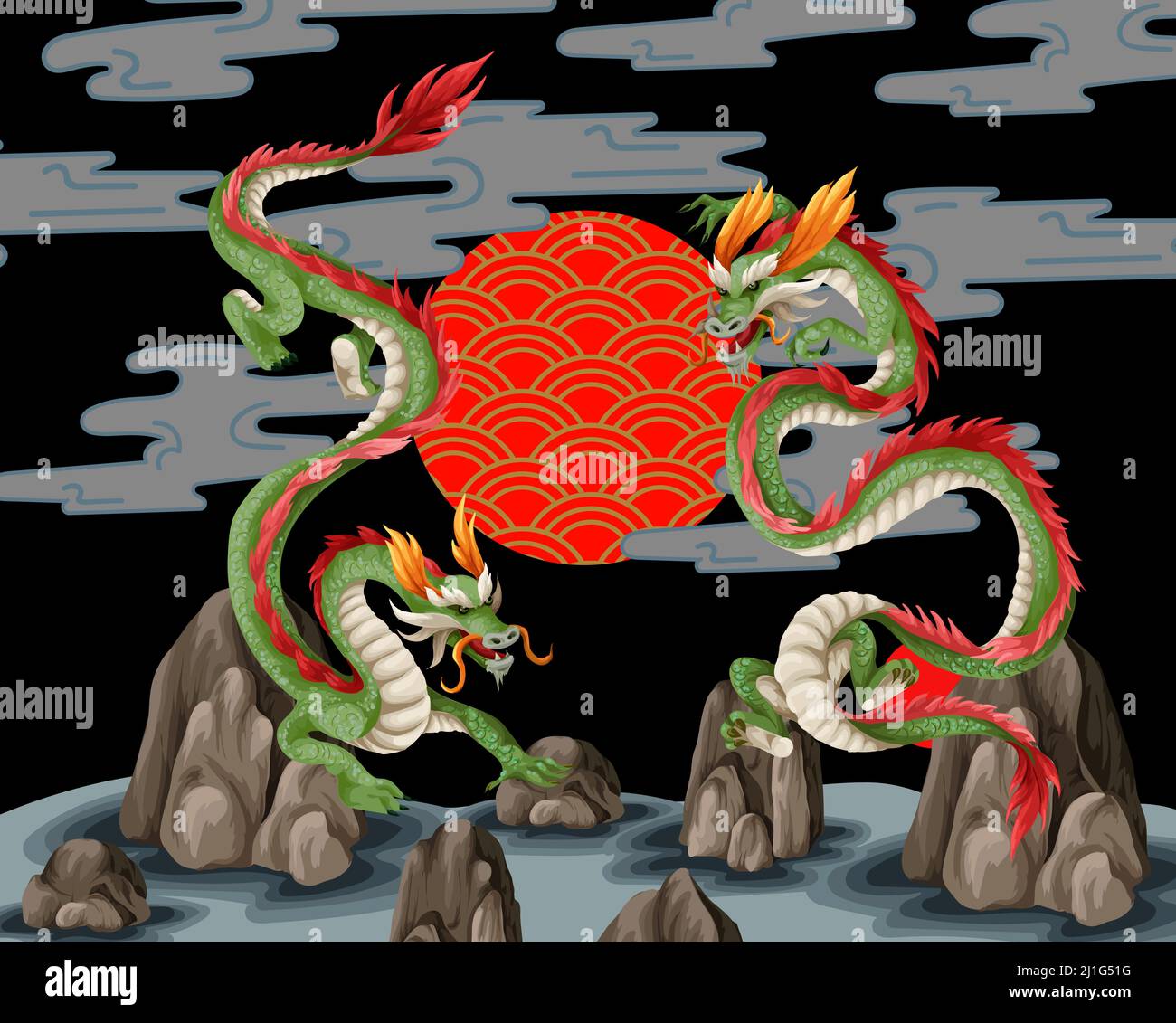 Wallpaper design dragons hi-res stock photography and images - Alamy