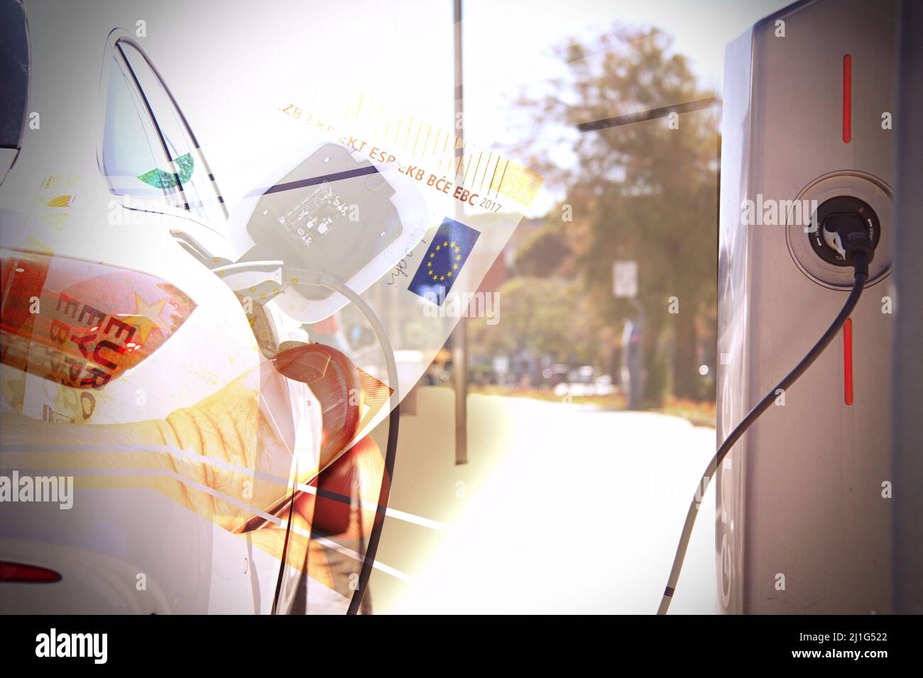 Hand counting banknotes with a car as background Stock Photo - Alamy