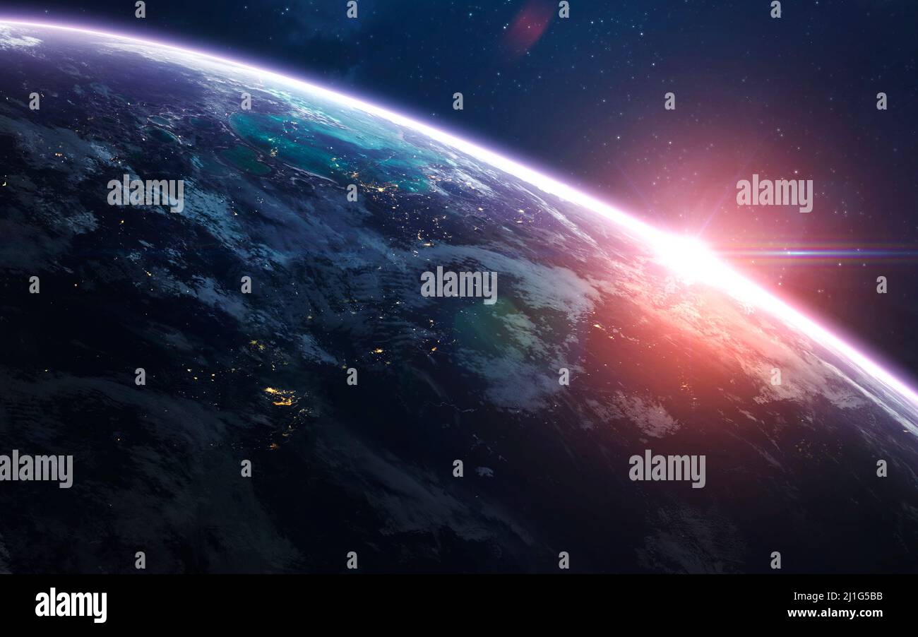 Earth. Abstract space wallpaper. Universe filled with stars, nebulas ...