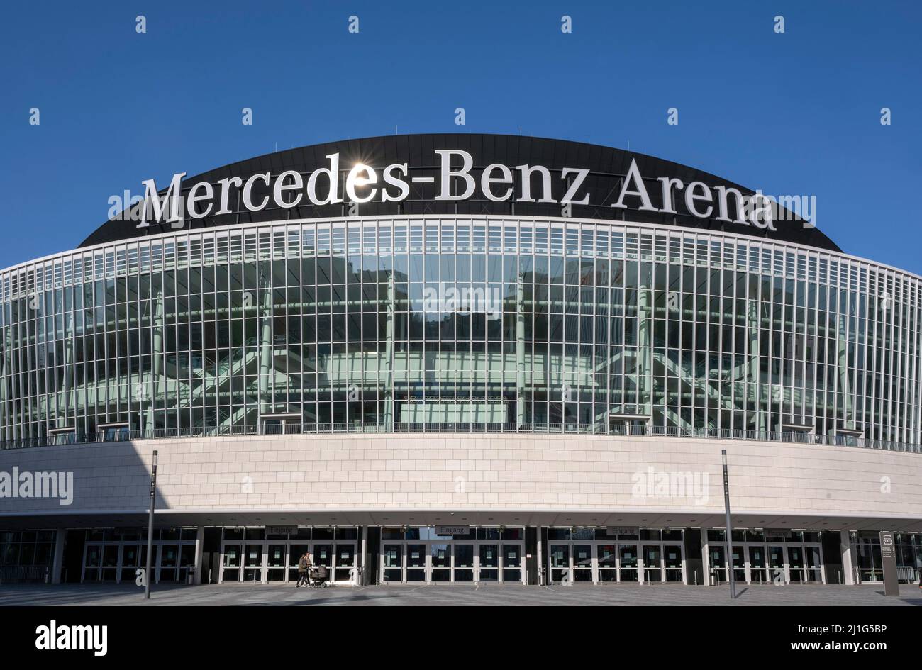 21 March 2022, Berlin: Exterior view of the multi-purpose hall Mercedes ...