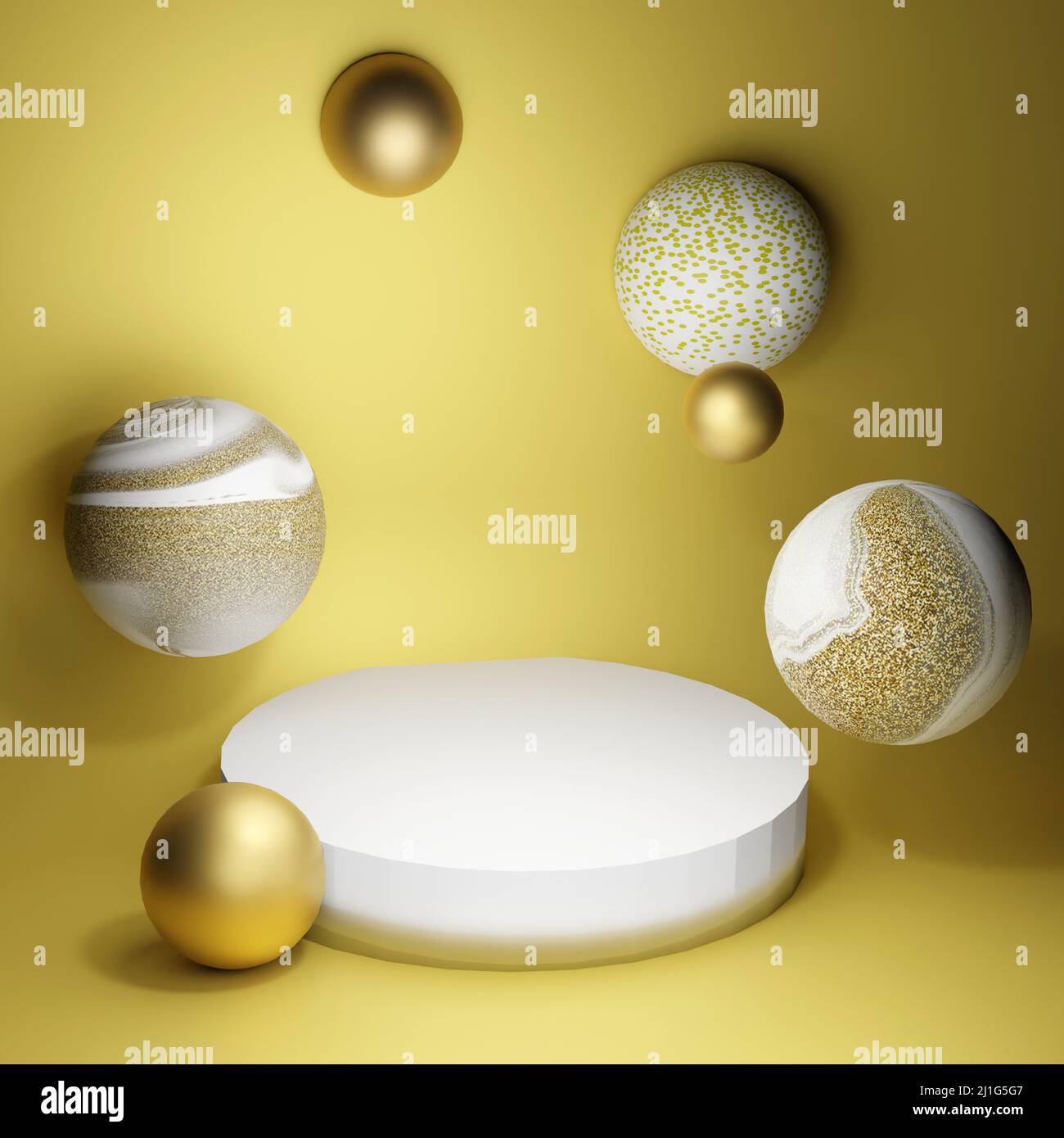 3d render illustration abstract sphere shape background with gold ...