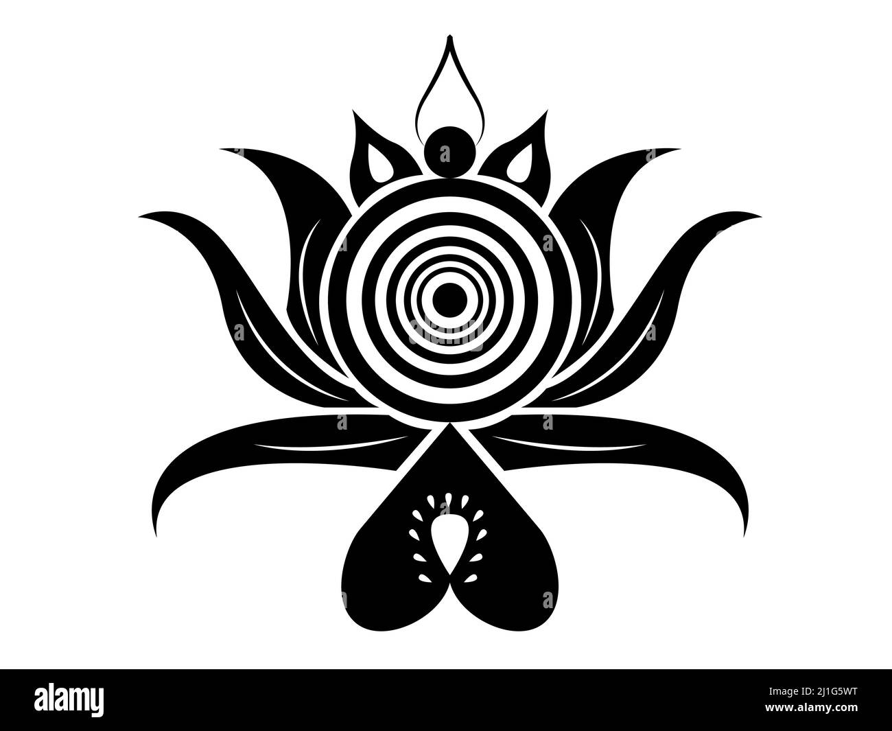 Black Lotus flower abstract art isolated on white background - vector ...