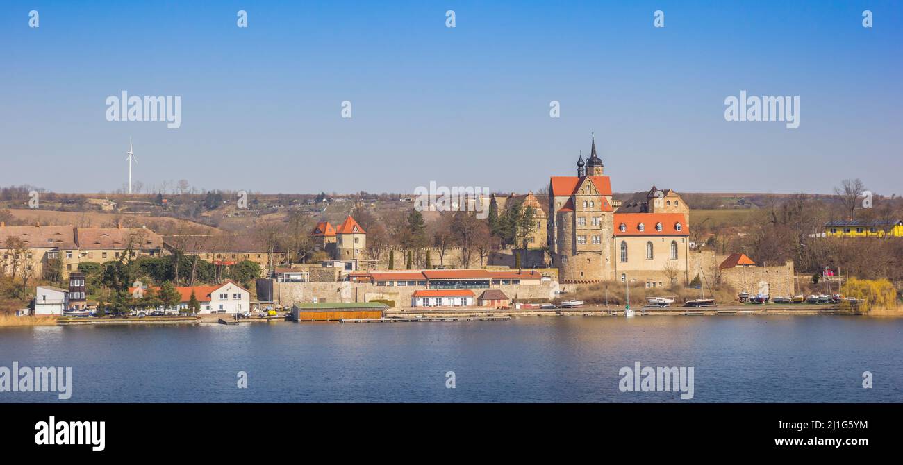 Panorama of the Susser See lake and the historic castle in Seeburg ...