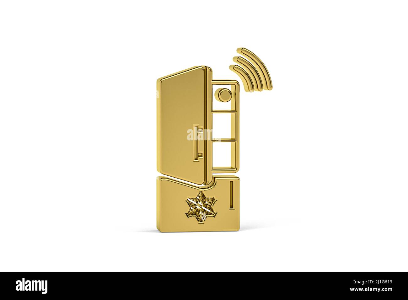 Golden 3d fridge icon isolated on white background - 3d render Stock ...