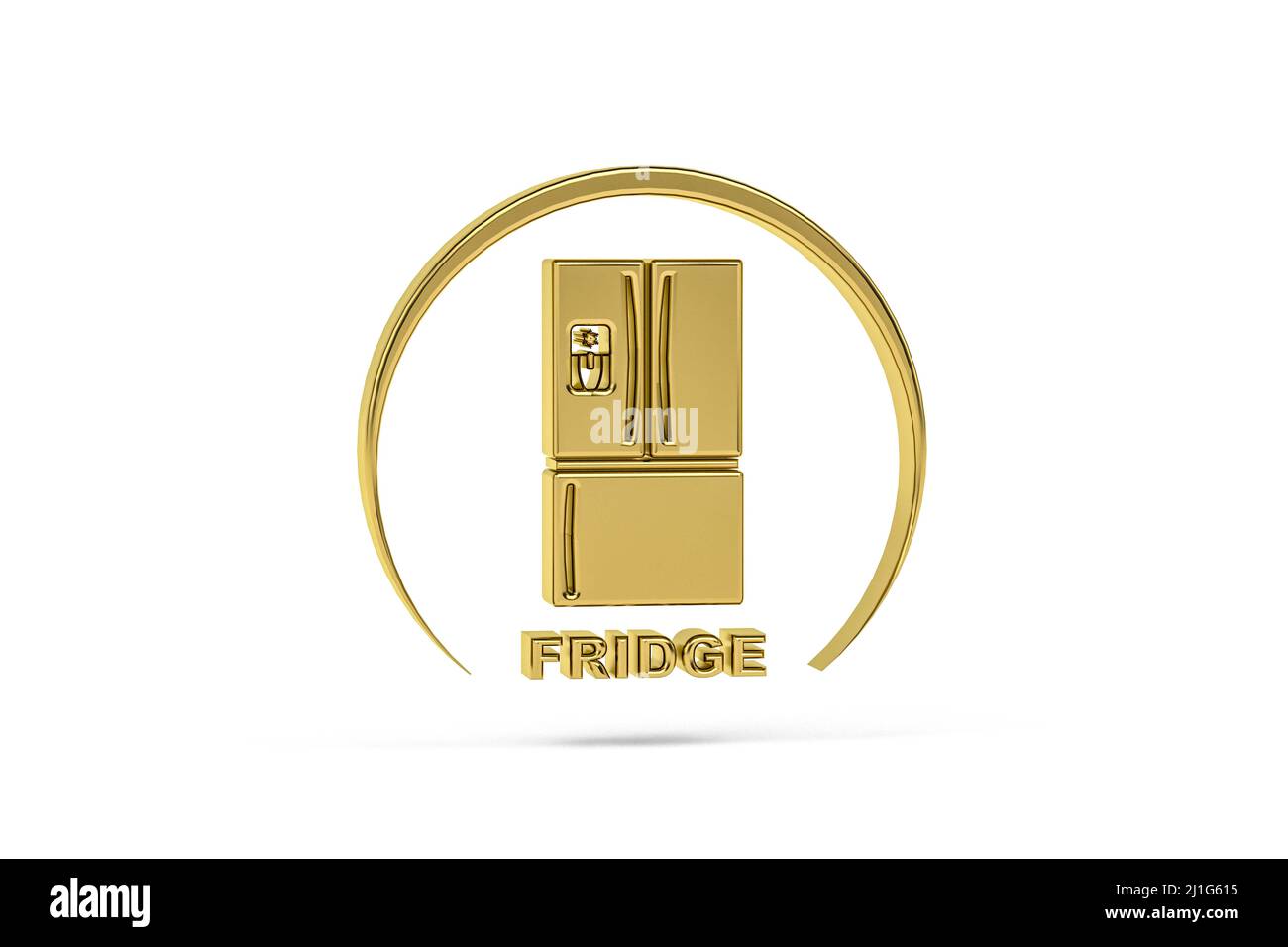 Golden 3d fridge icon isolated on white background - 3d render Stock ...