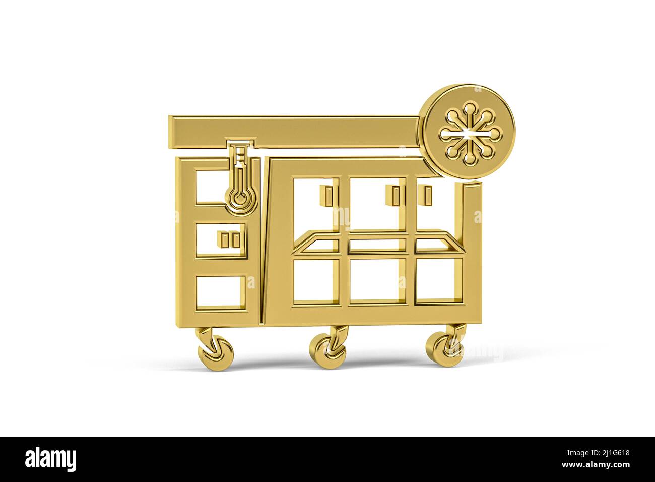 Golden 3d fridge icon isolated on white background - 3d render Stock ...