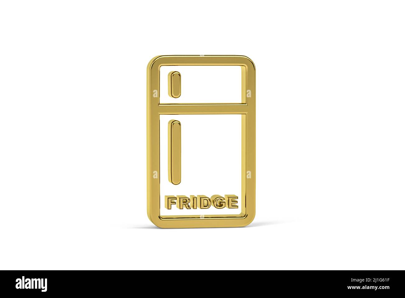 Golden 3d fridge icon isolated on white background - 3d render Stock ...