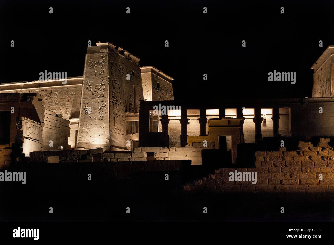 The Temple of Isis at Philae, illuminated at night Stock Photo - Alamy