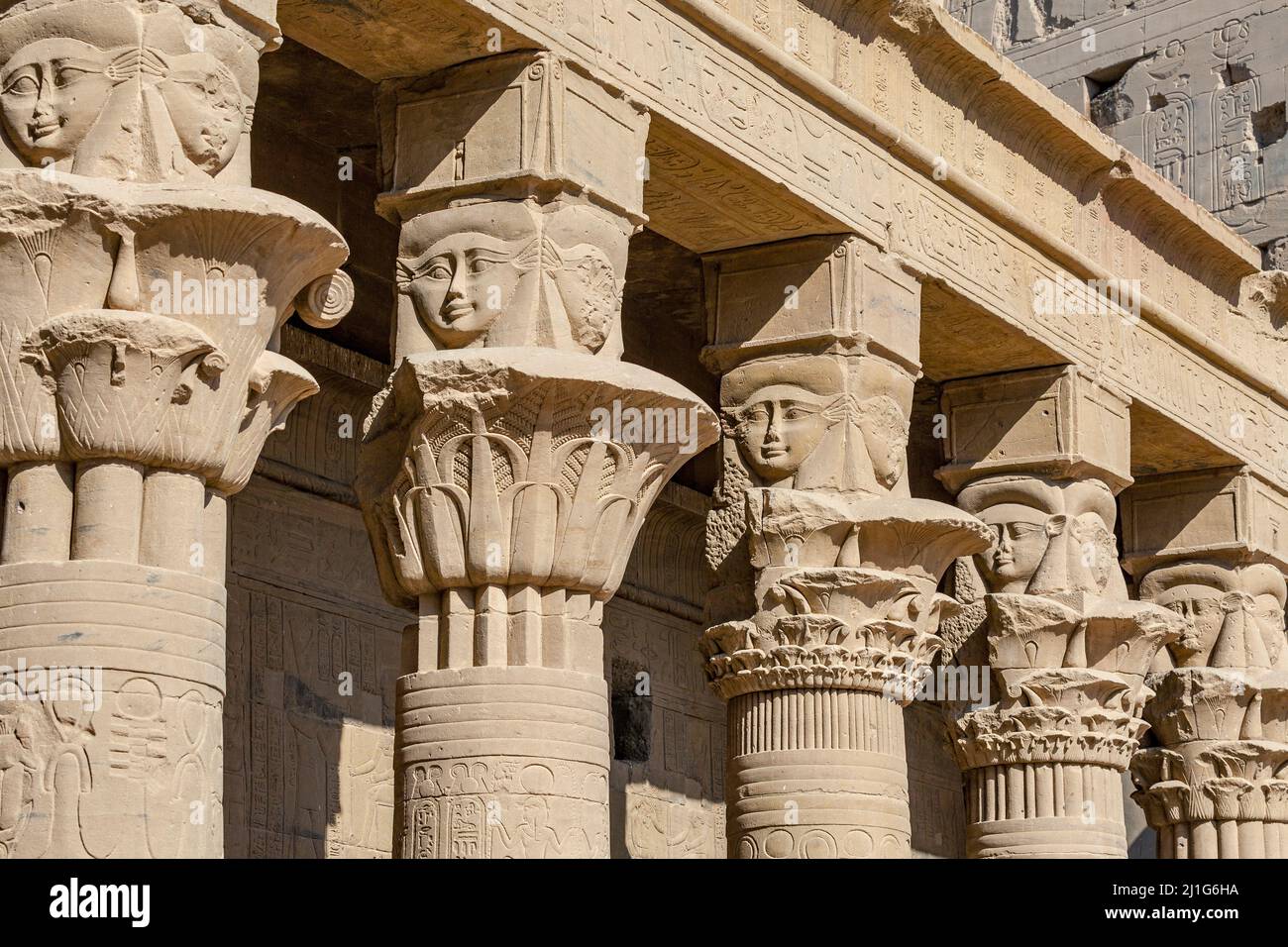 The Birth House, or Mammisi, with carvings of the head of the goddess ...
