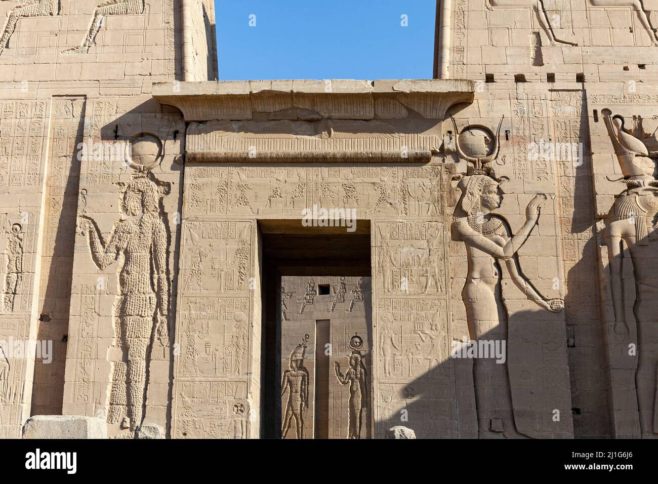 Gateway entrance of the first pylon of the Temple of Isis at Philae ...
