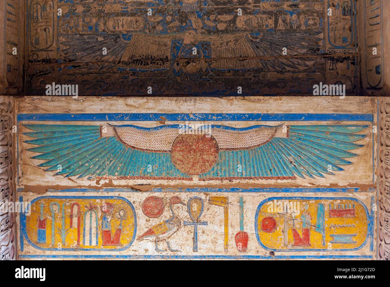 Ceiling depiction of the winged sun in the Mortuary Temple of Ramesses ...