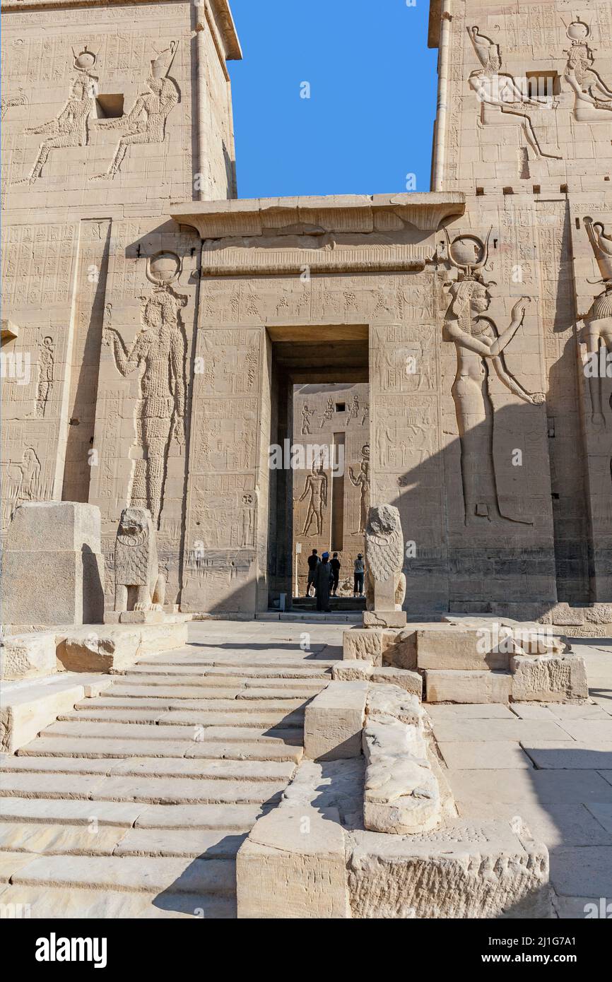 Steps leading to the entrance gateway of the first pylon of the Temple ...