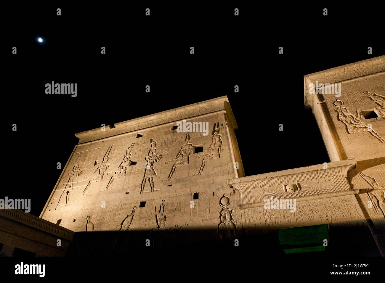 The Temple of Isis at Philae, illuminated at night Stock Photo - Alamy