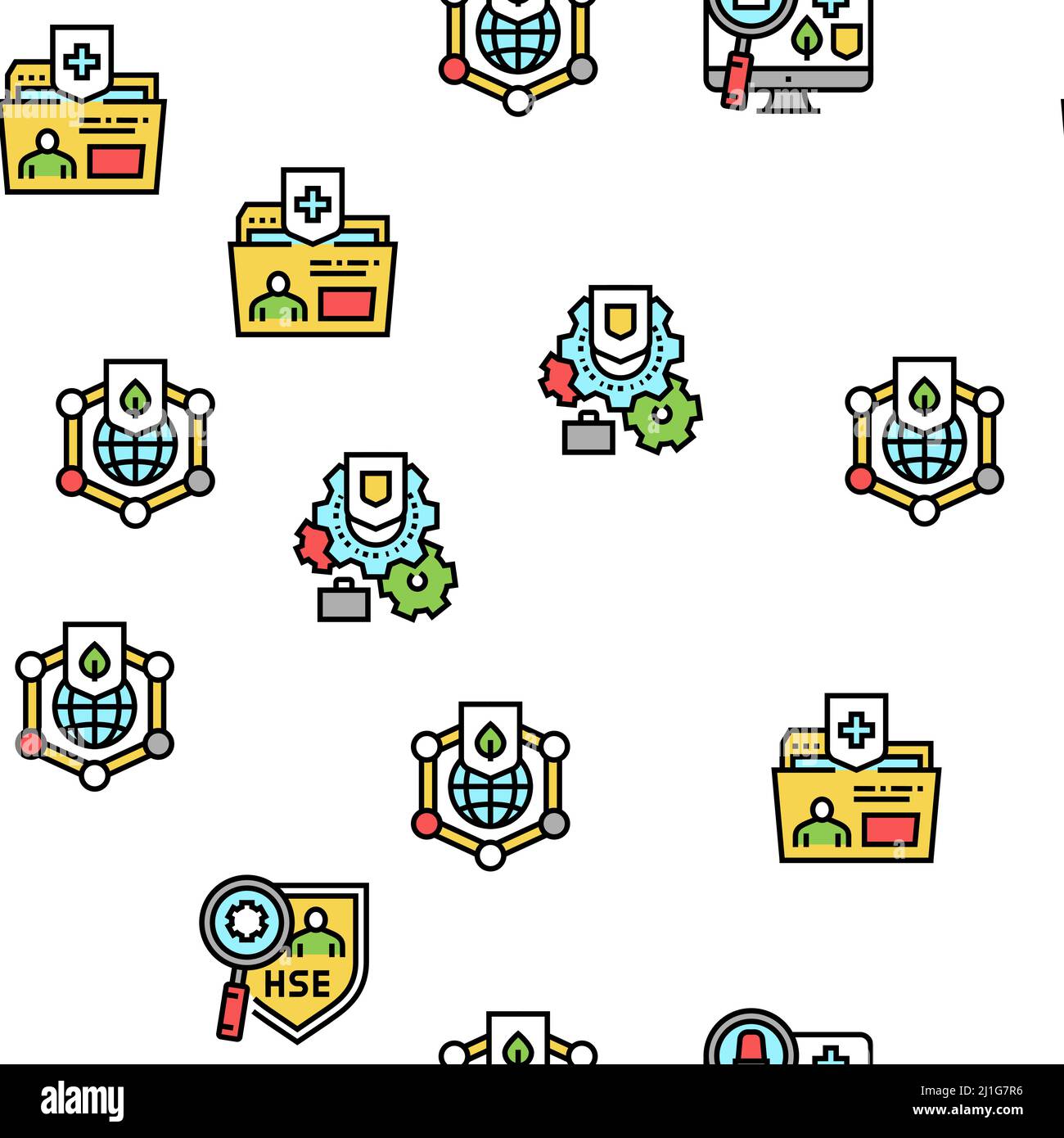 Health Safety Environment Hse Vector Seamless Pattern Stock Vector ...