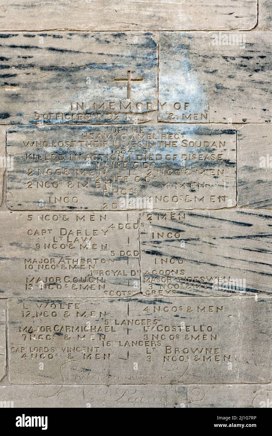 Memorial inscription of the men of the Heavy Camel Regiment who died in ...
