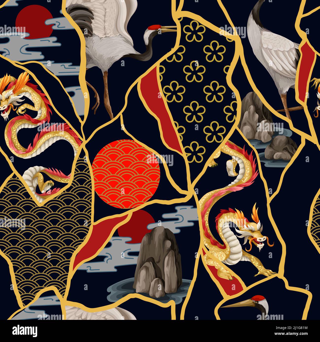 Porcelain dragon decoration Stock Vector Images - Alamy