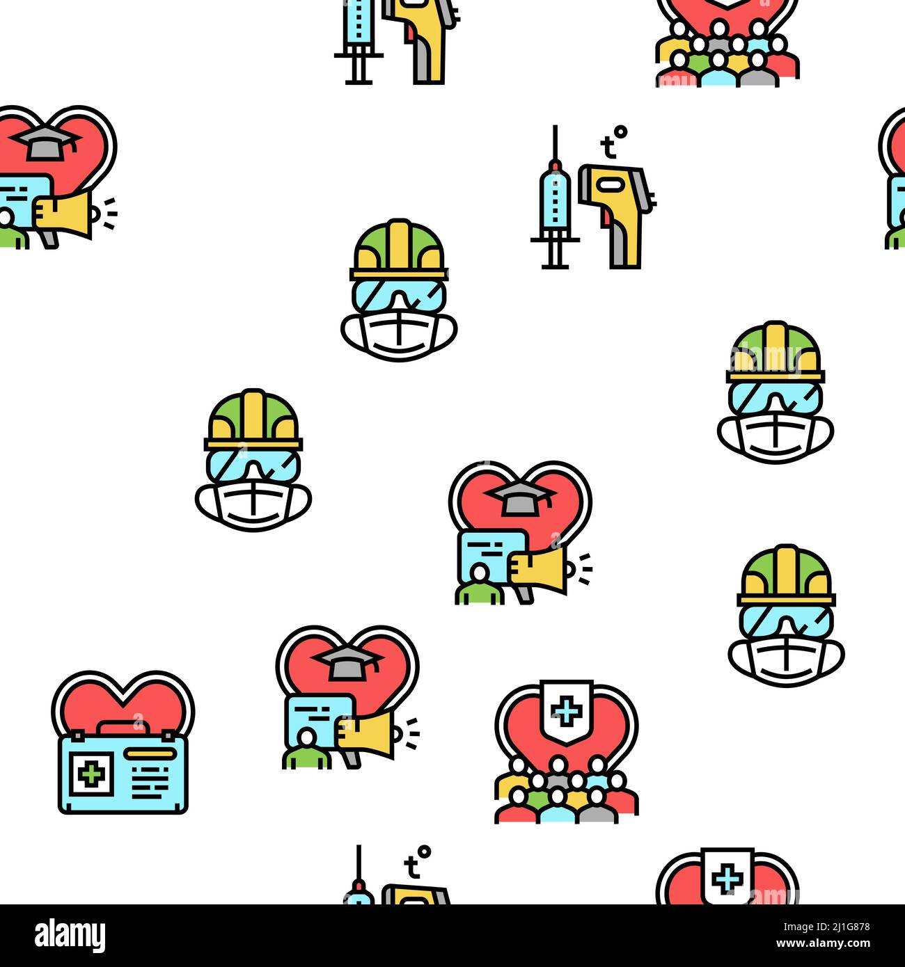 Health Safety Environment Hse Vector Seamless Pattern Stock Vector ...