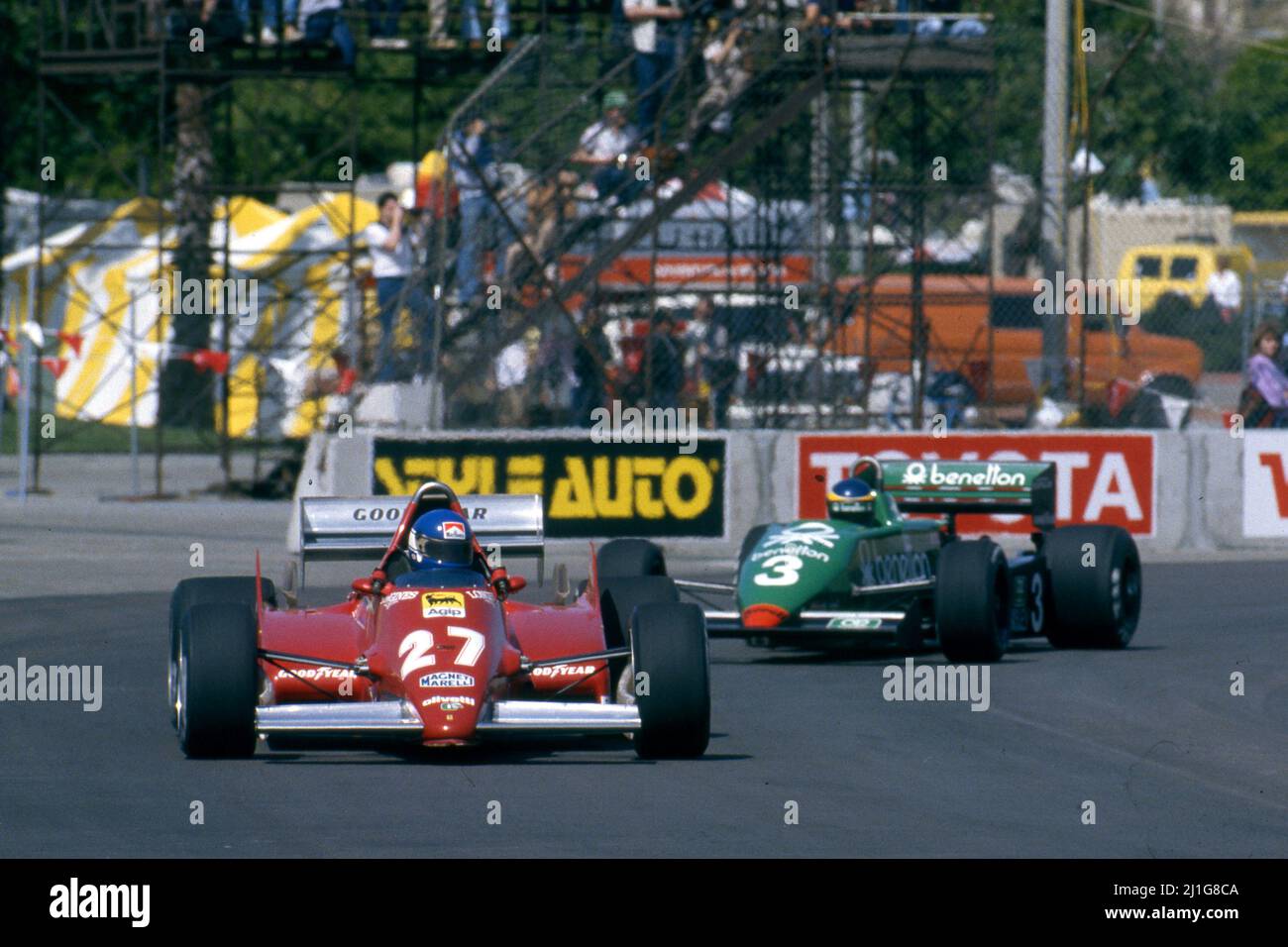 Patrick Tambay (FRA) Ferrari 126 C2 B leads Michele Alboreto (ITA ...