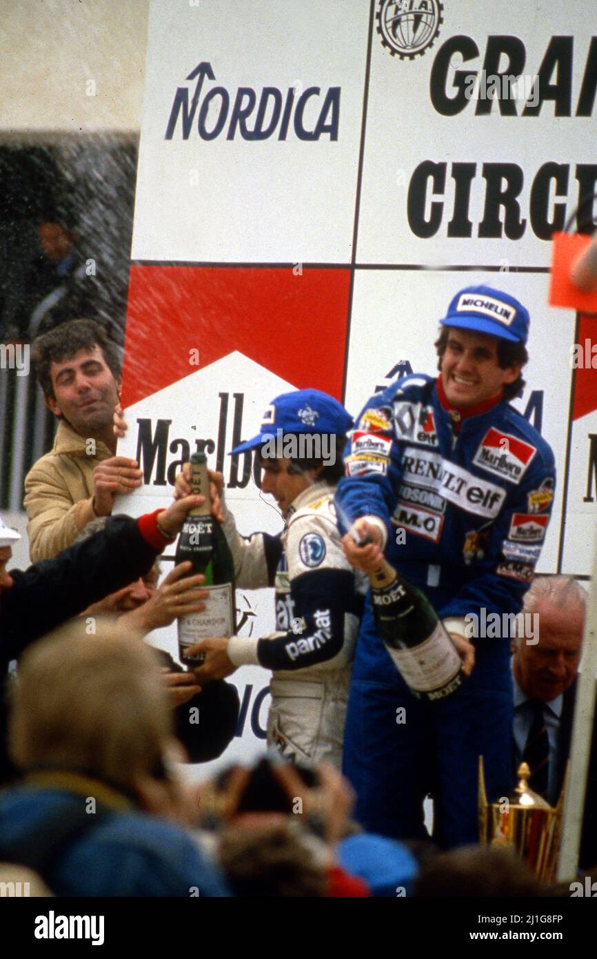 Alain Prost (FRA) Renault 1st position,Nelson Piquet Brabham 2nd ...