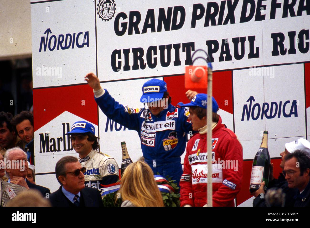 Alain Prost (FRA) Renault 1st position,Nelson Piquet Brabham 2nd ...
