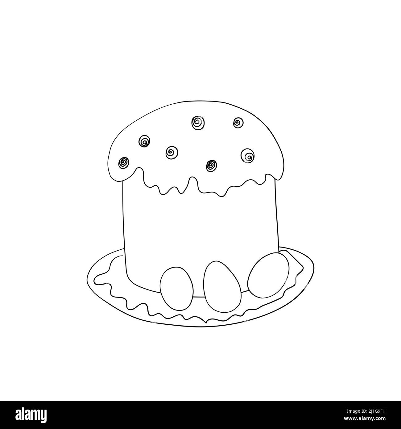 Easter cake isolated on white background. Hand drawn Happy Easter ...