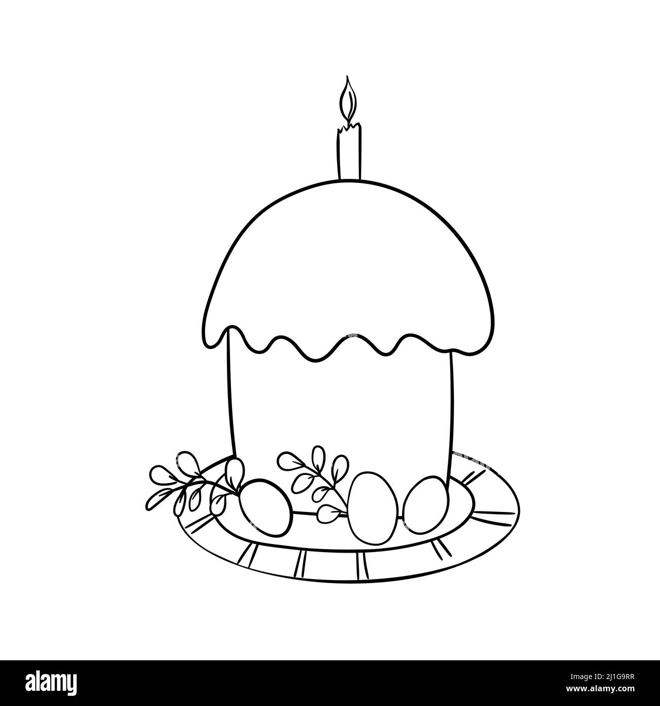 Easter cake isolated on white background. Hand drawn Happy Easter ...