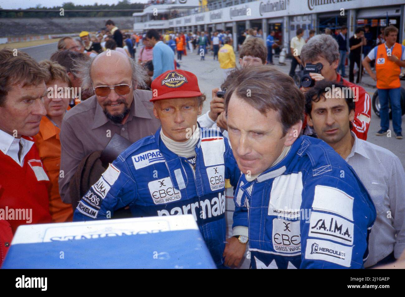 Niki Lauda (AUT) and John Watson (GBR) McLaren on the pitwall Stock ...