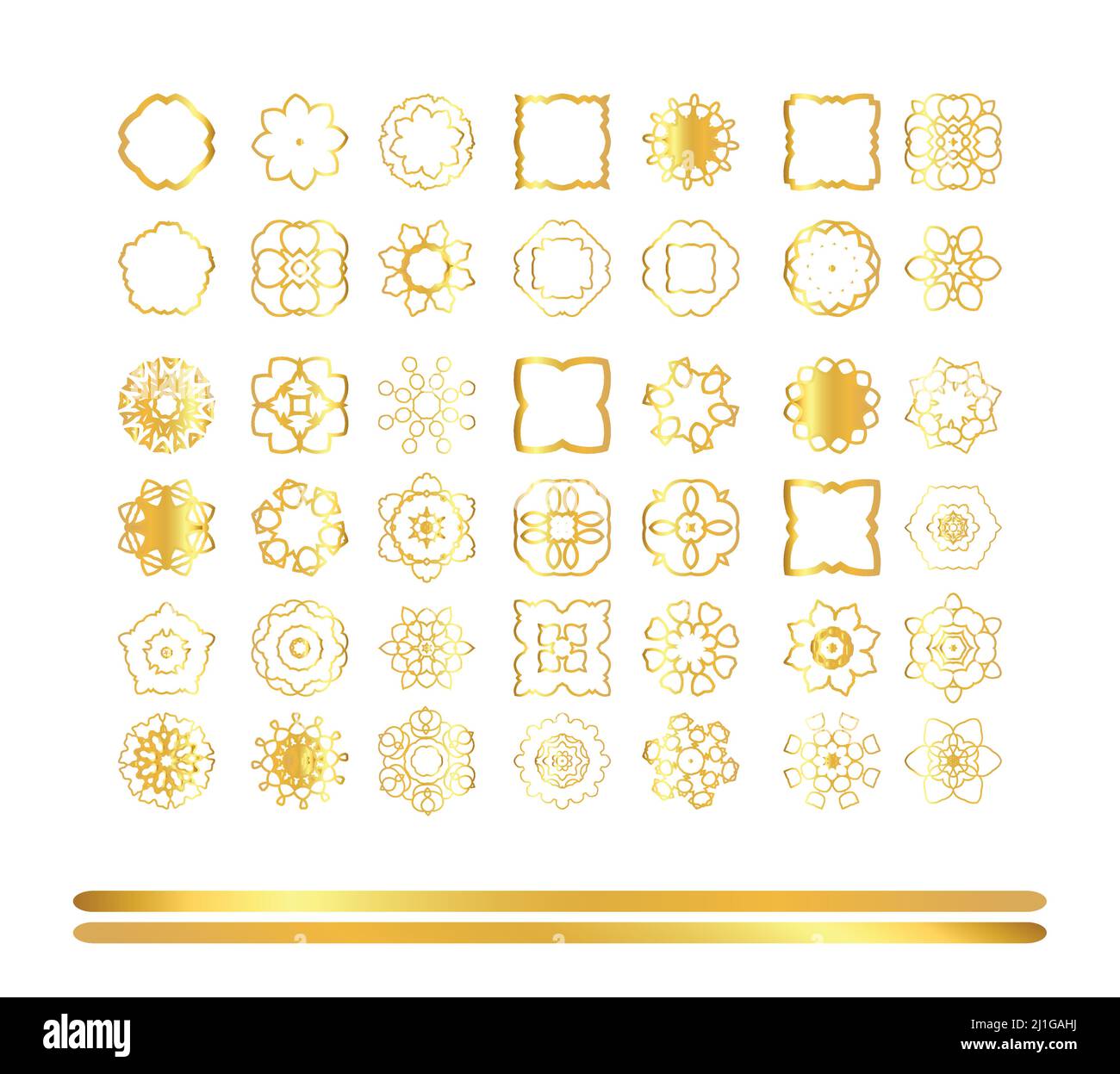 Traditional golden decor on white background. Abstract golden ornament ...